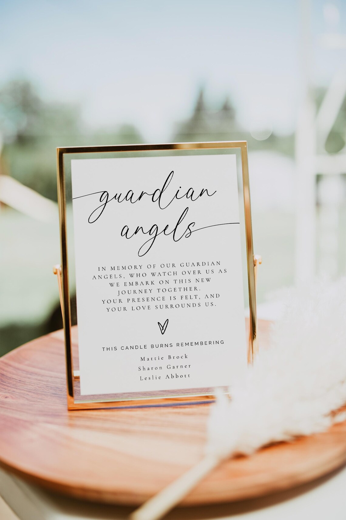 Printable Guardian Angels Sign, in Loving Memory Wedding Sign, Simple ...