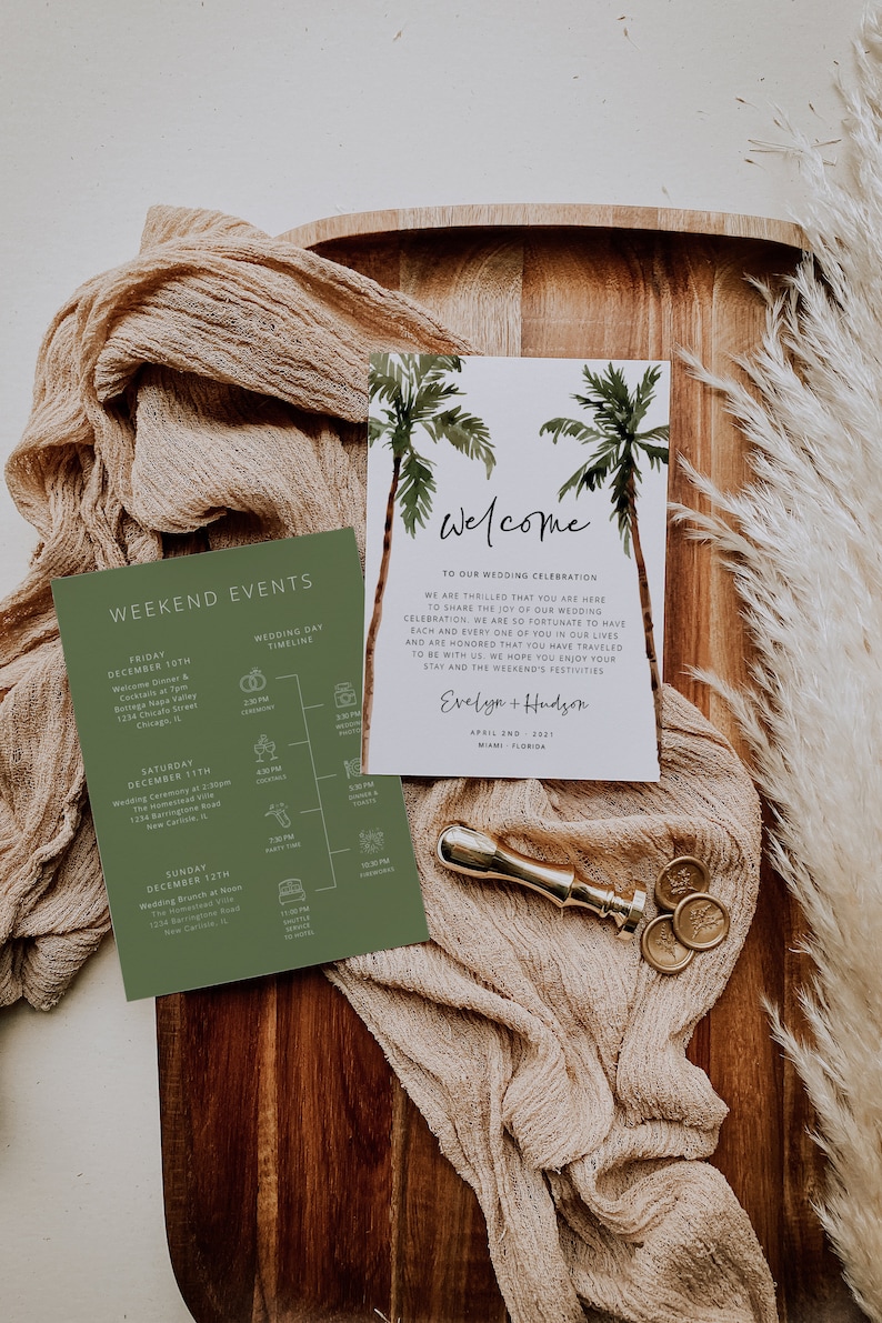 Palm Tree Wedding Bundle Wedding Essential Template Tropical - Etsy