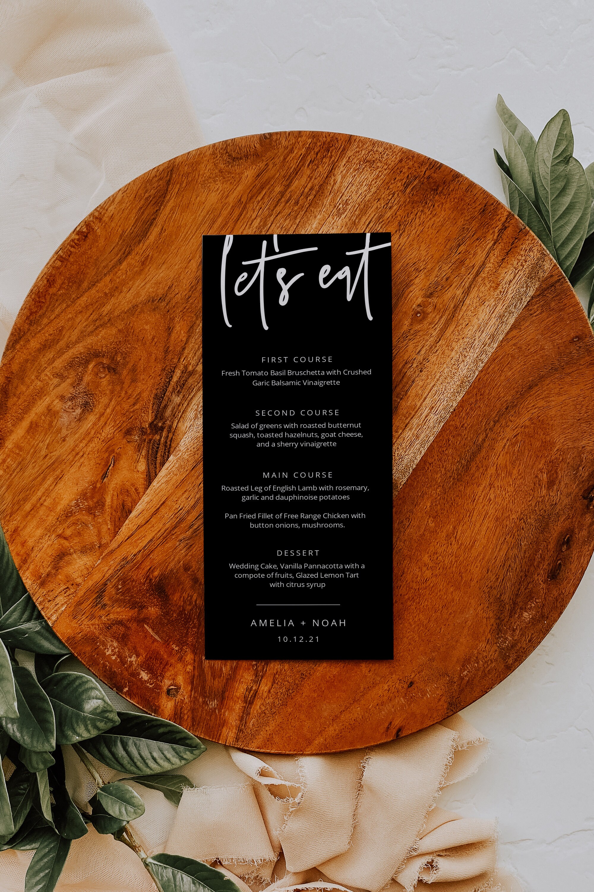 Modern Wedding Menu Minimalist Wedding Menu Black Wedding - Etsy