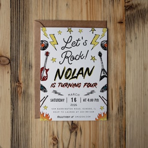 Rock and Roll Birthday Invitation, Guitar Birthday, Punk Rock Birthday ...