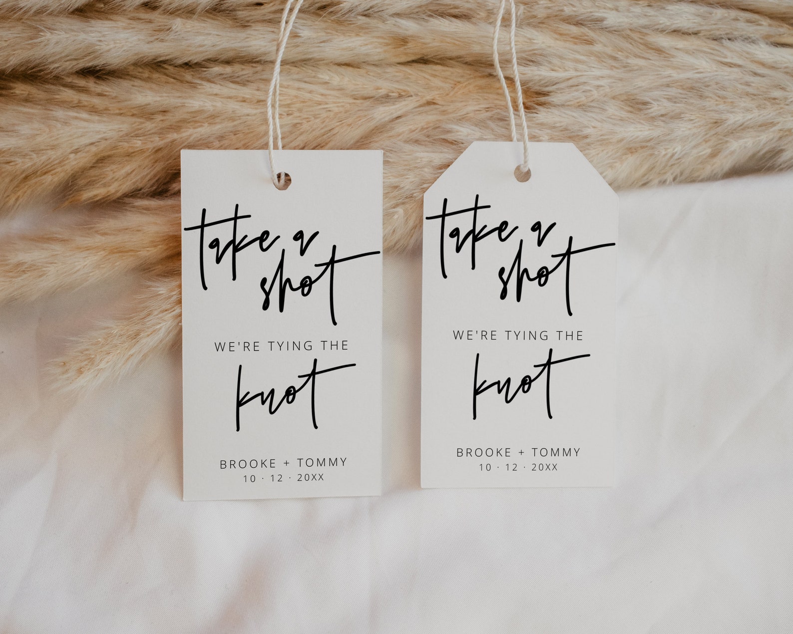 Take A Shot We're Tying the Knot Tag Template, Printable, Shot Bottle ...