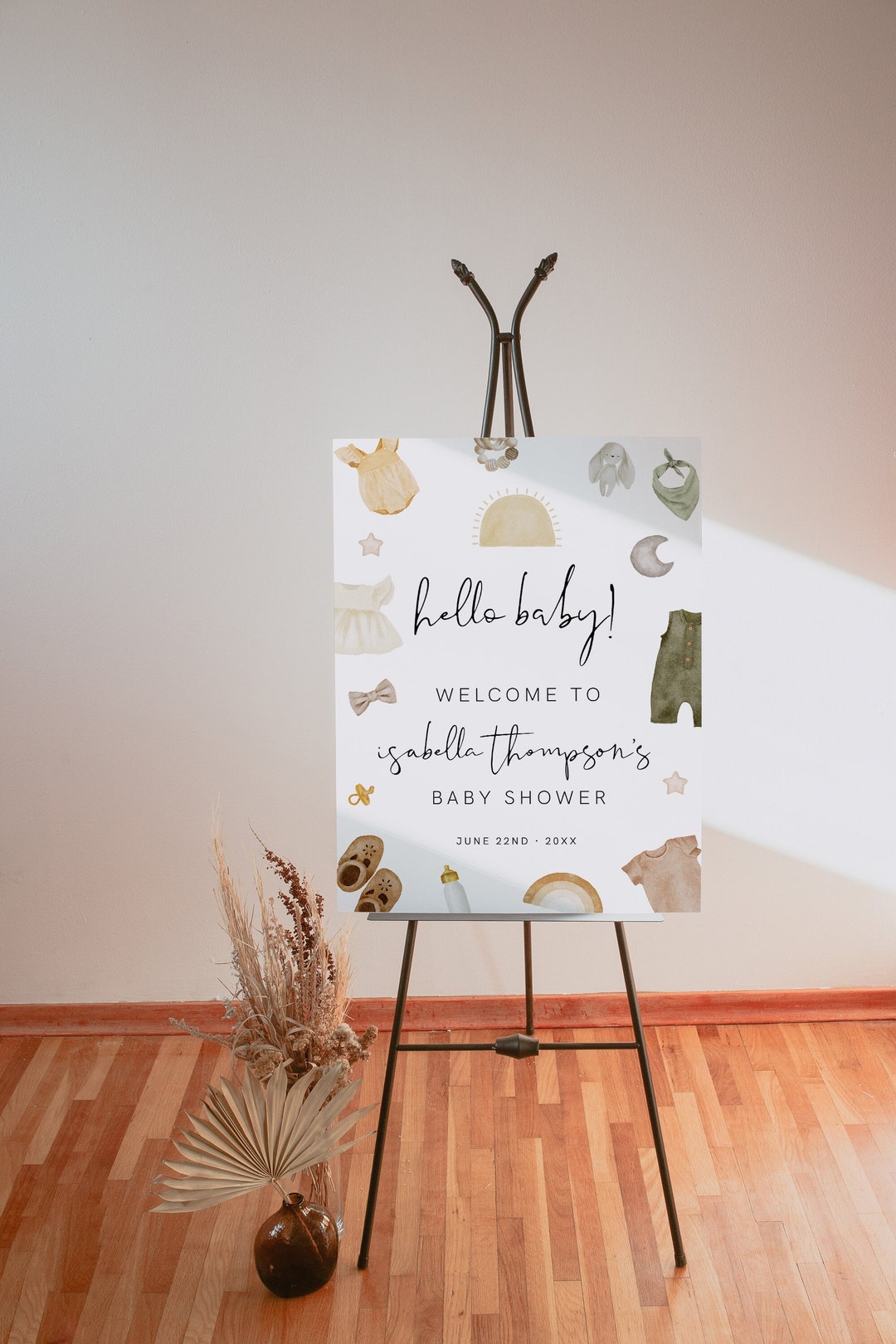 Gender Neutral Welcome Sign Template, Boho Gender Reveal Boy Girl ...