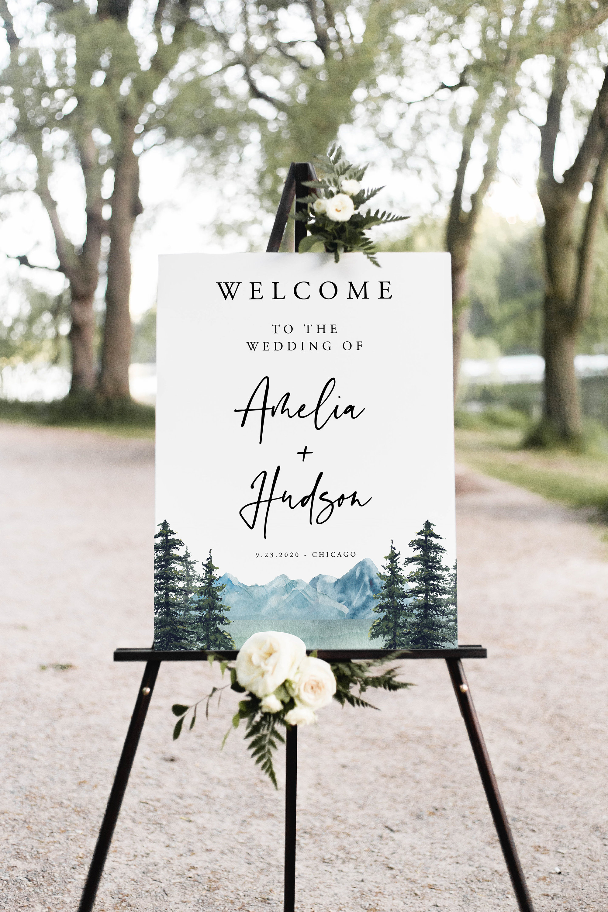Mountain Welcome Sign Lake Printable Wedding Rustic Pine | Etsy