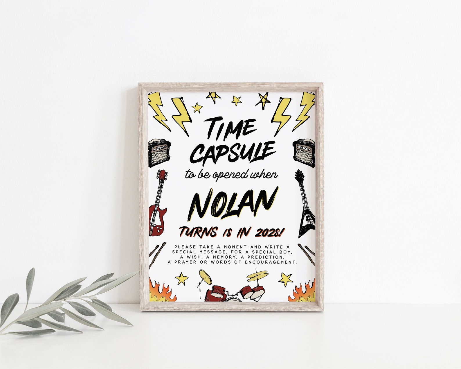 Rock and Roll Time Capsule Sign and With Matching Printable Message ...