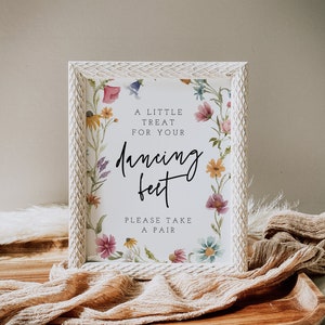 Dancing Feet Sign Template, Wildflower Wedding Flip Flops Sign, Simple ...