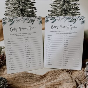 Baby Animal Game, Winter Baby Shower Game, Animal Game, Winter ...