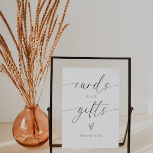 Minimalist Cards and Gifts Sign, Simple Gift Table Sign, Modern Wedding ...