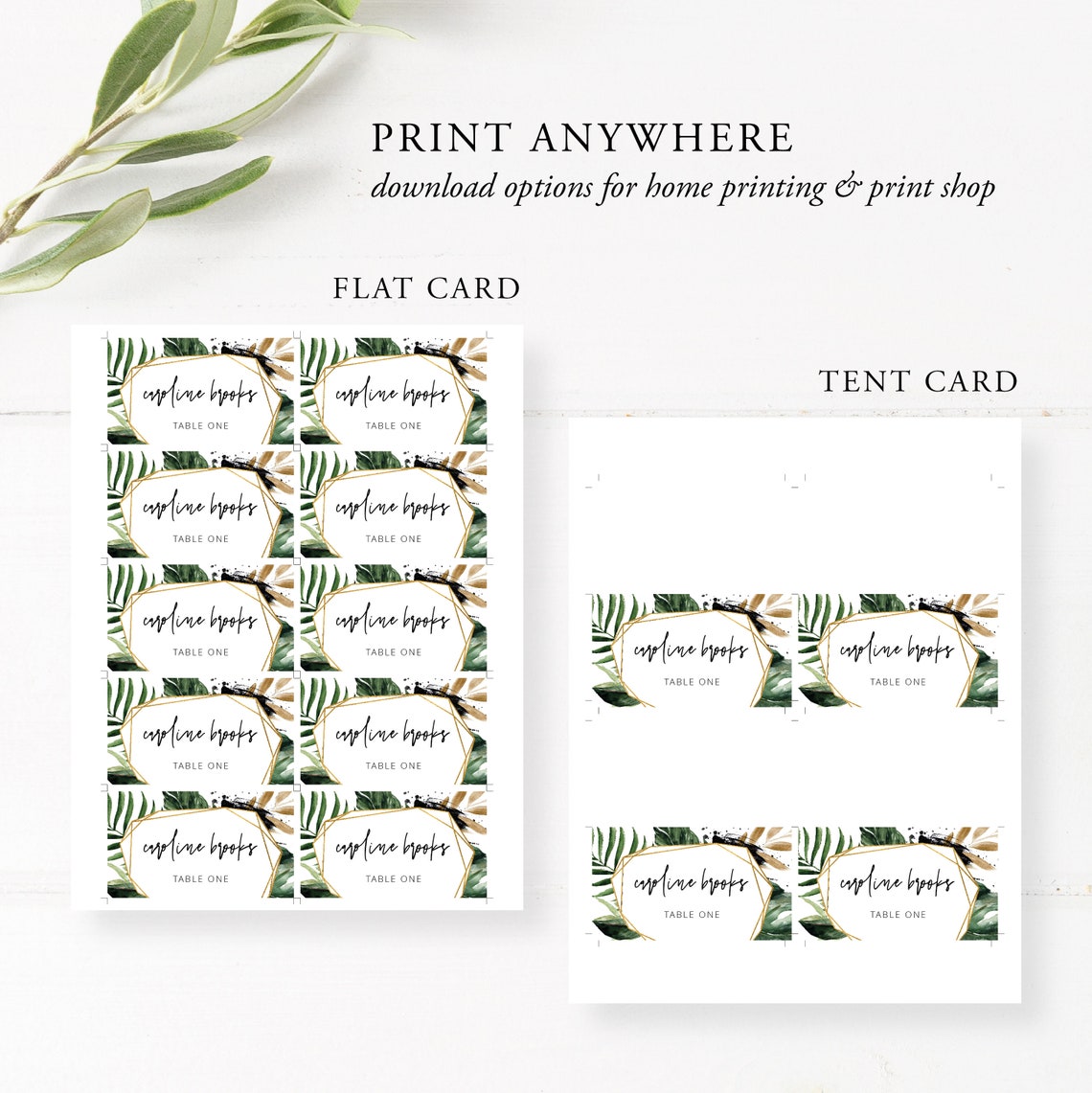 Tropical Place Card Template, Printable Place Cards, Tropical Wedding ...