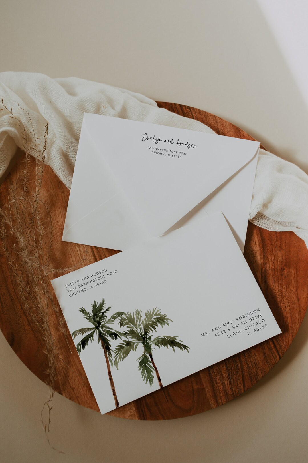 Palm Tree Envelope Template, Printable Tropical Wedding Address, Beach ...