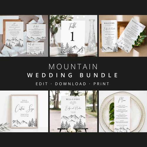 Mountain Wedding Bundle Wedding Essential Template Pine - Etsy
