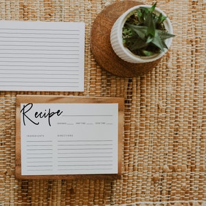 Recipe Card Template, Personalized Recipe Card, Printable Recipe Cards ...