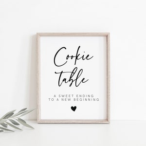 Cookie Table Sign Wedding, A Sweet Ending to A New Beginning, Dessert ...