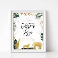 Lion Birthday Welcome Sign, Boho Jungle Safari Wild One Party Decor ...