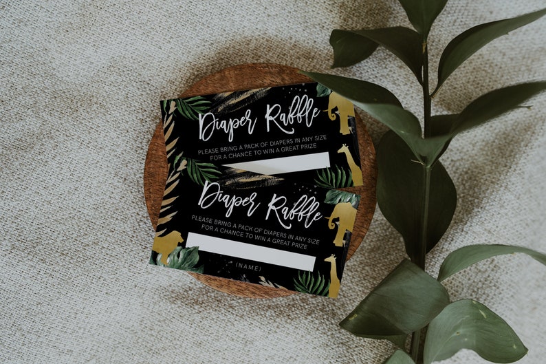 Safari Baby Shower Diaper Raffle Sign 8x10 Gold Jungle - Etsy