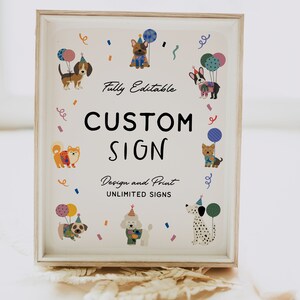 Dog Party Custom Sign Template, Puppy Birthday Party, Modern Dog Theme ...