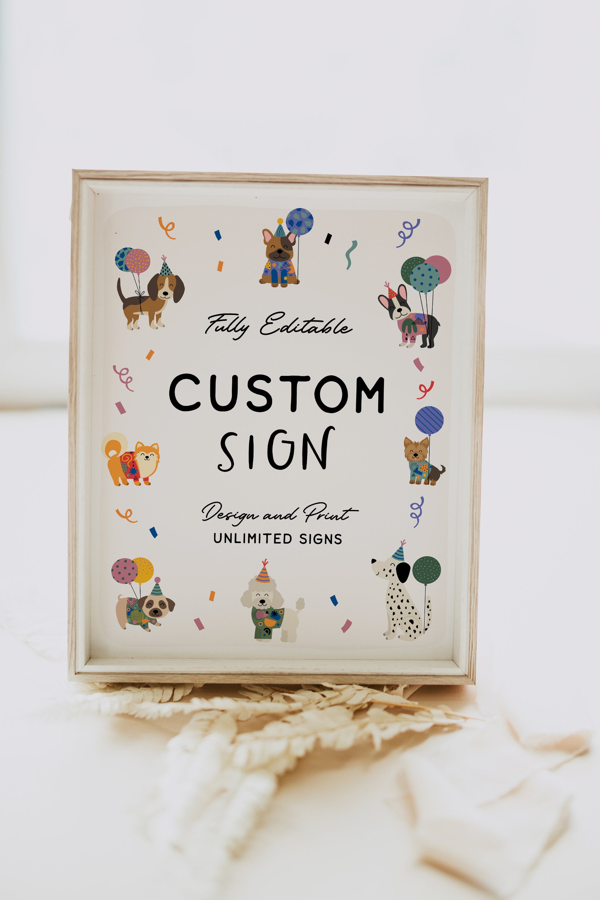 Dog Party Custom Sign Template, Puppy Birthday Party, Modern Dog Theme ...