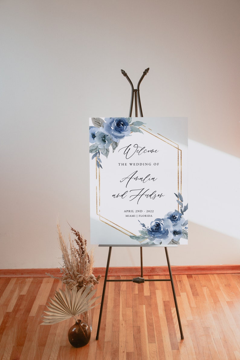 Dusty Blue Welcome Sign, Blue Wedding, Printable Wedding Welcome ...