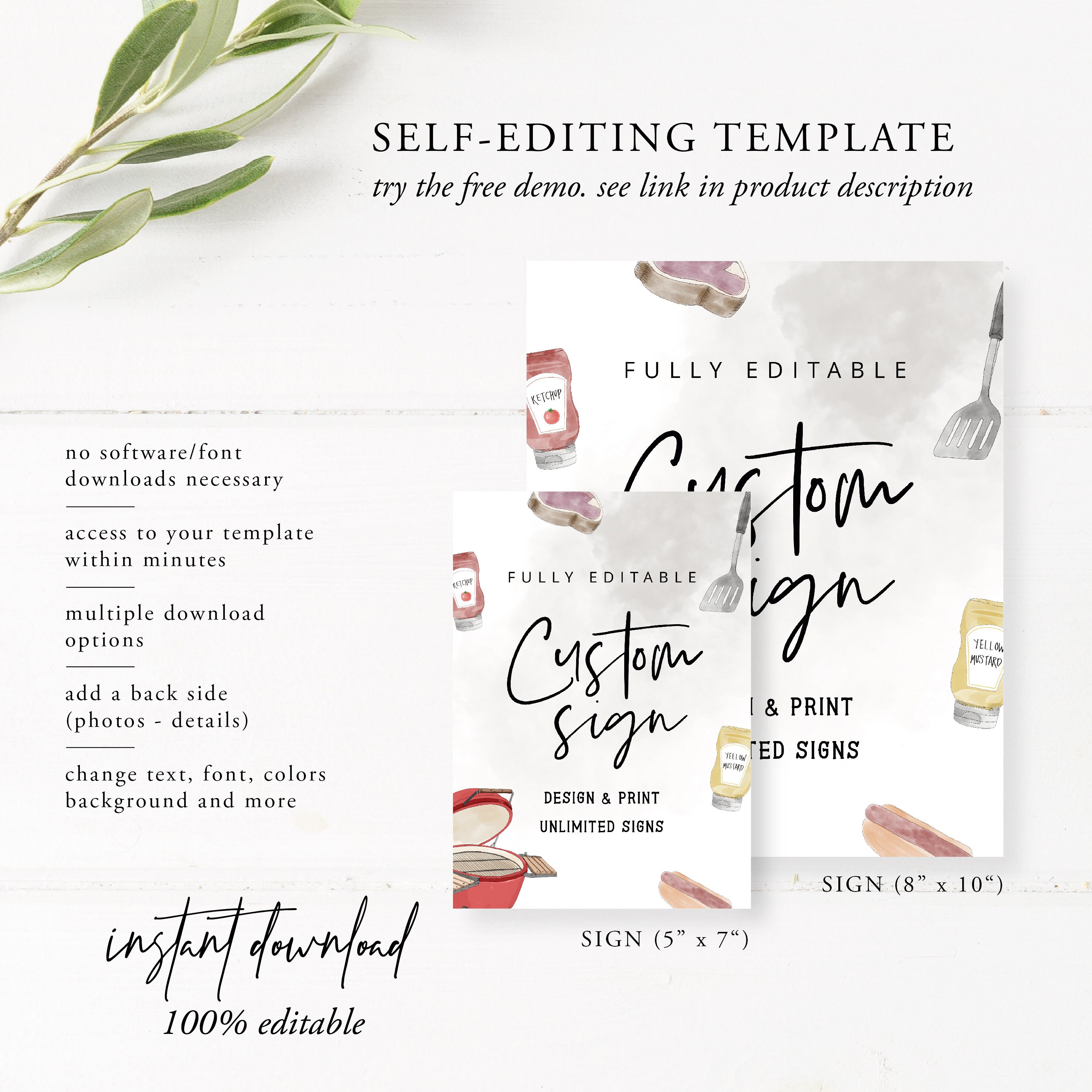 BBQ Custom Sign Template BBQ Baby Shower Sign Table Sign - Etsy