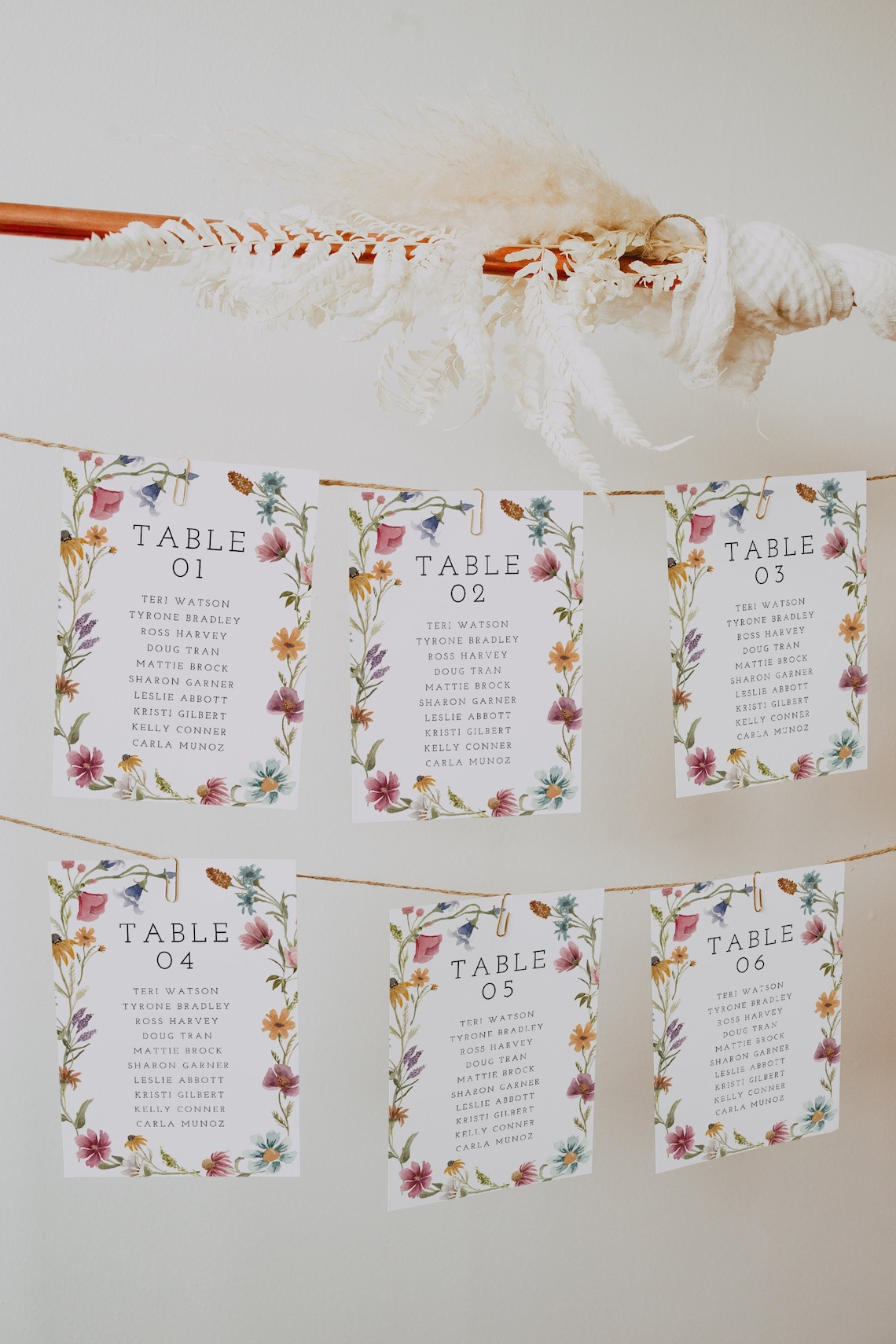 Wildflower Wedding Seating Chart Card Wildflower Wedding - Etsy