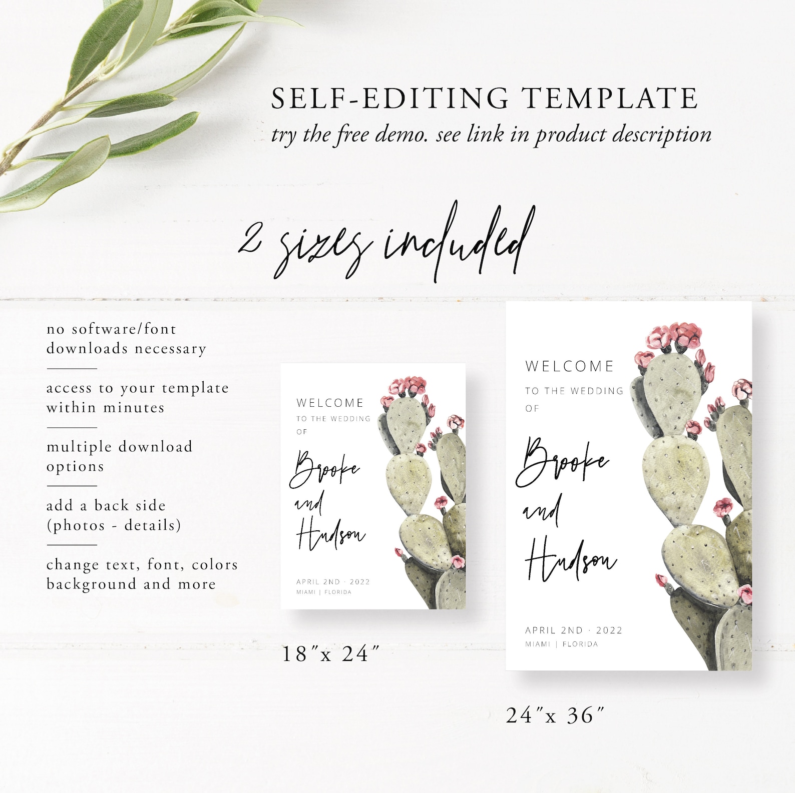 Cactus Welcome Sign Cactus Wedding Printable Wedding - Etsy