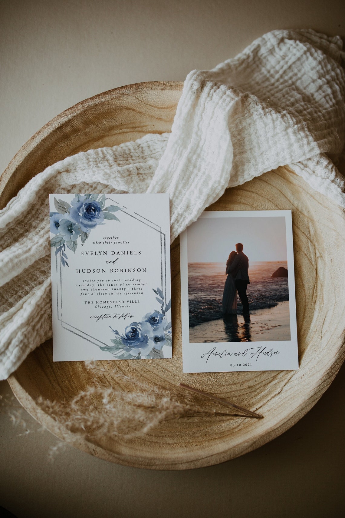 Dusty Blue Wedding Invitation Instant Download Template - Etsy