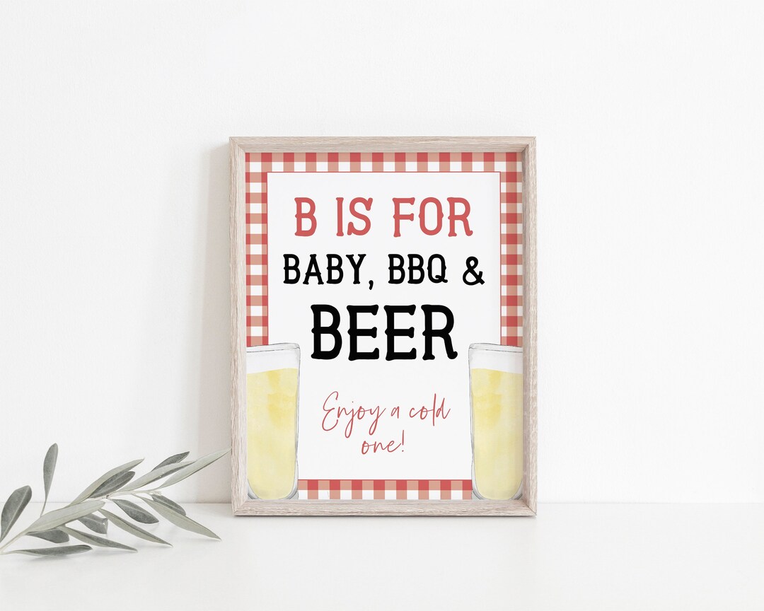 Beer Sign Printable, BBQ Baby Shower Beer Bar Sign, BBQ Baby Shower ...
