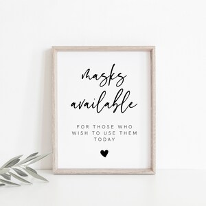 Masks Available Sign Printable, Modern Minimalist Wedding Masks Sign ...