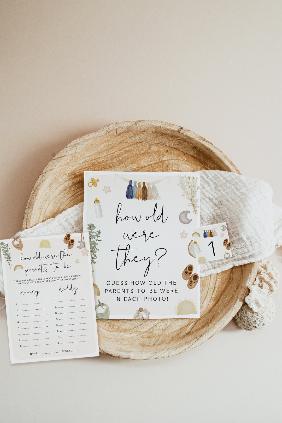 How Old Were the Parents-to-be Game, Guess How Old Game, Boho Baby ...