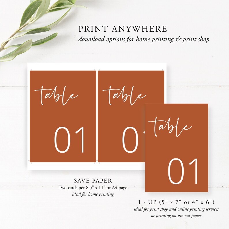Boho Table Number Card Template, Terracotta Wedding, Wedding Table ...