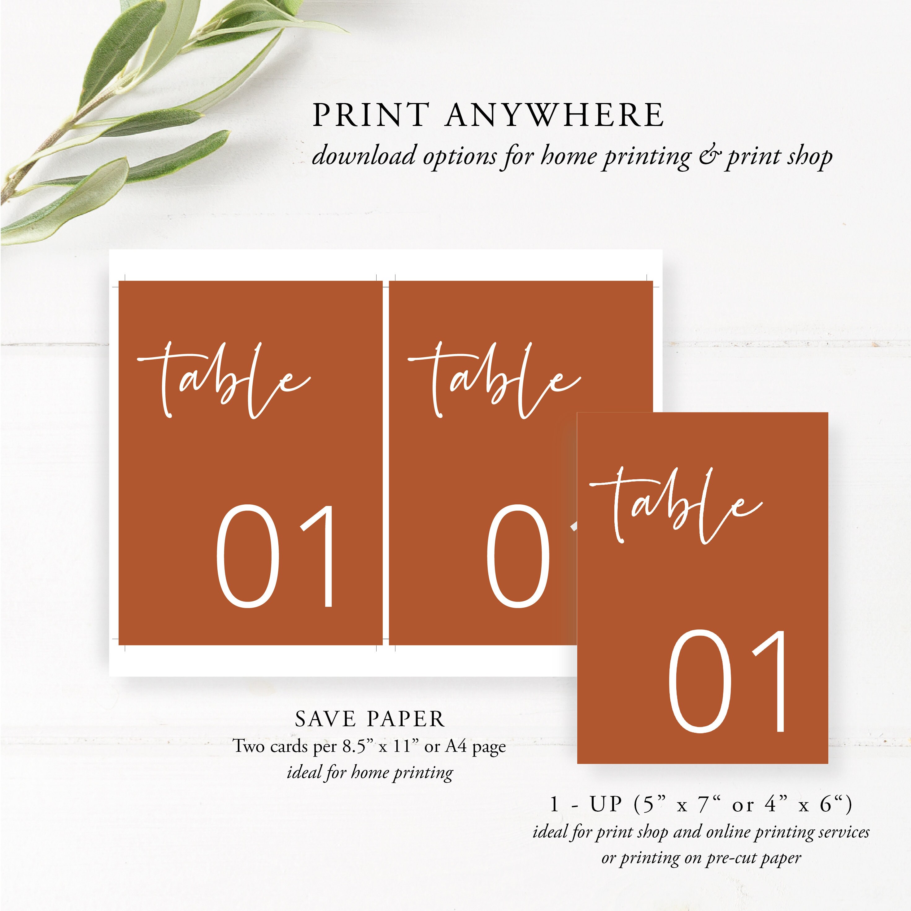 Boho Table Number Card Template, Terracotta Wedding, Wedding Table ...