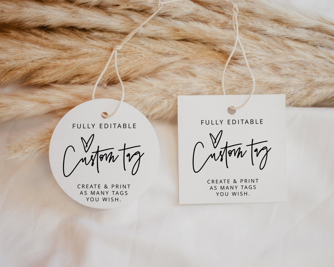 Editable Round Tags Instant Download, Custom Round Tag, Minimalist Tag ...