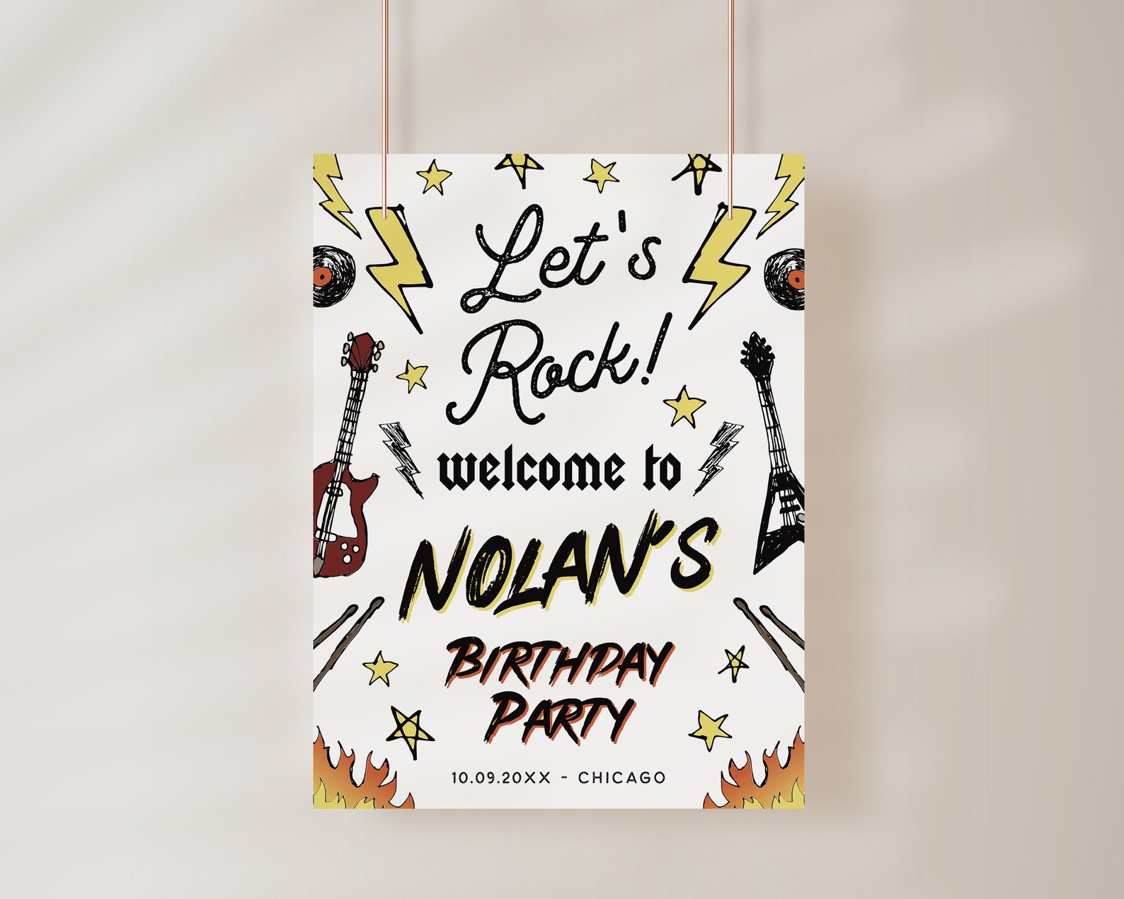 Rock and Roll Birthday Welcome Sign Template, Boy Birthday, Born to ...