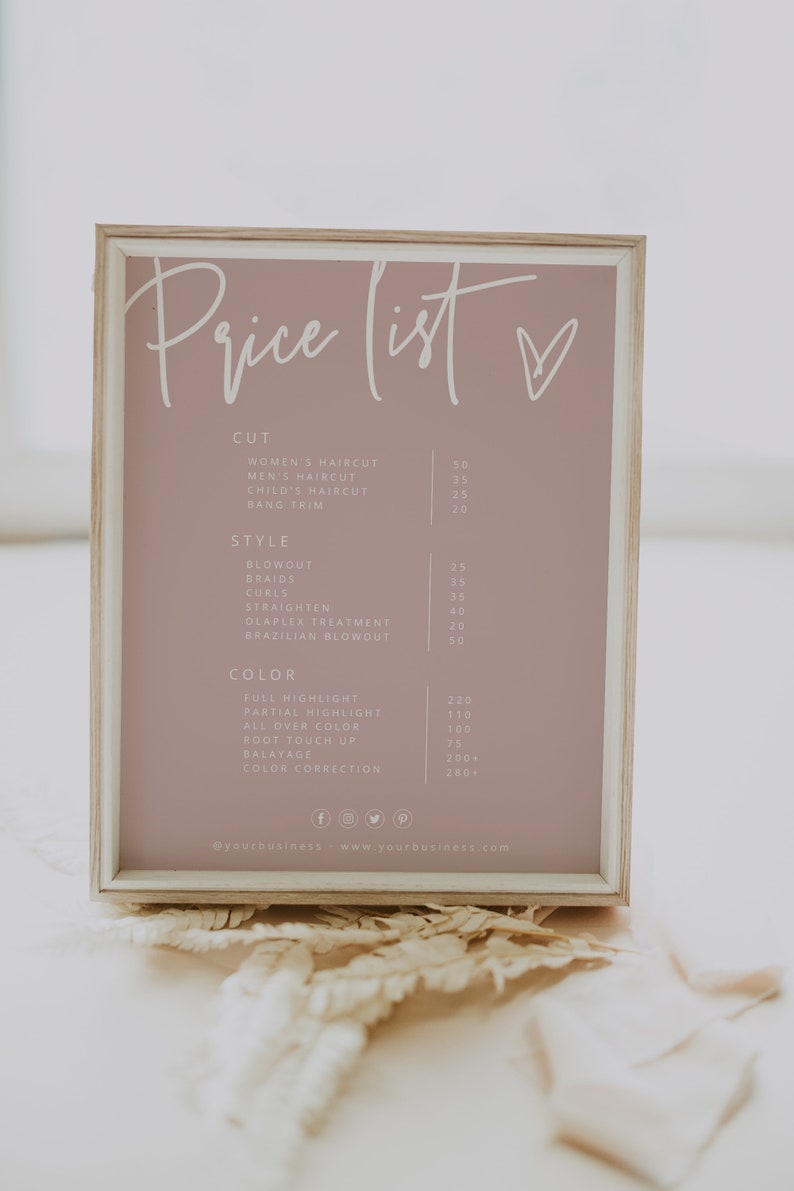 Price List Template, Small Business Price List, Editable Price Sheet ...