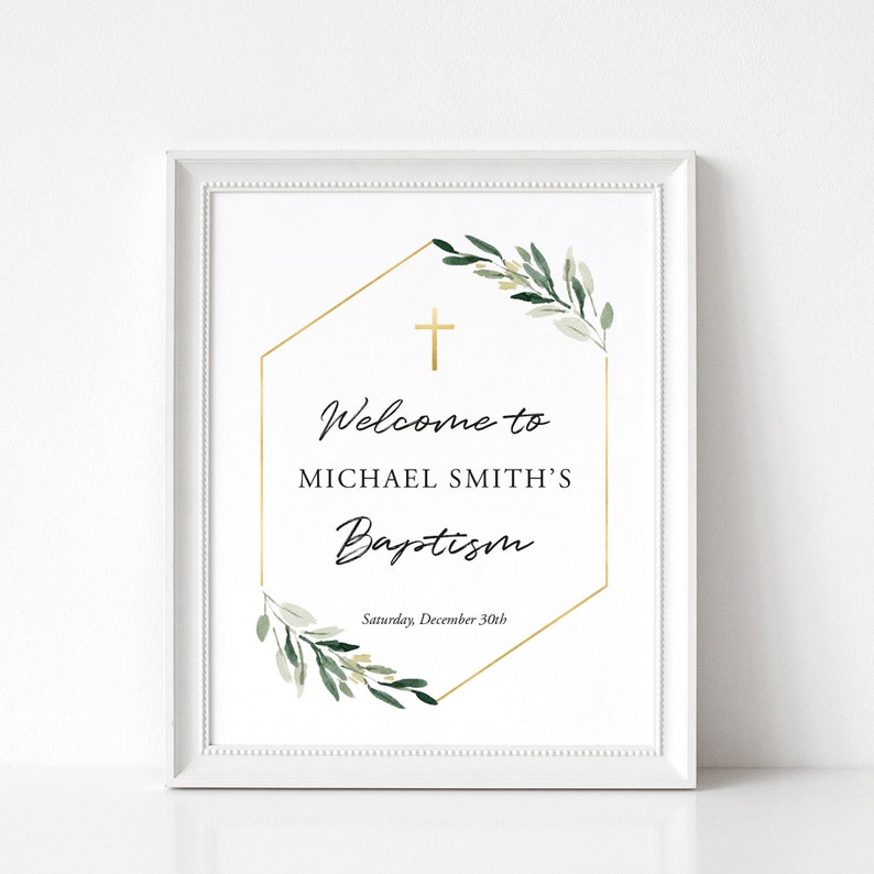 Baptism Welcome Sign Greenery Baptism Decorations | Etsy