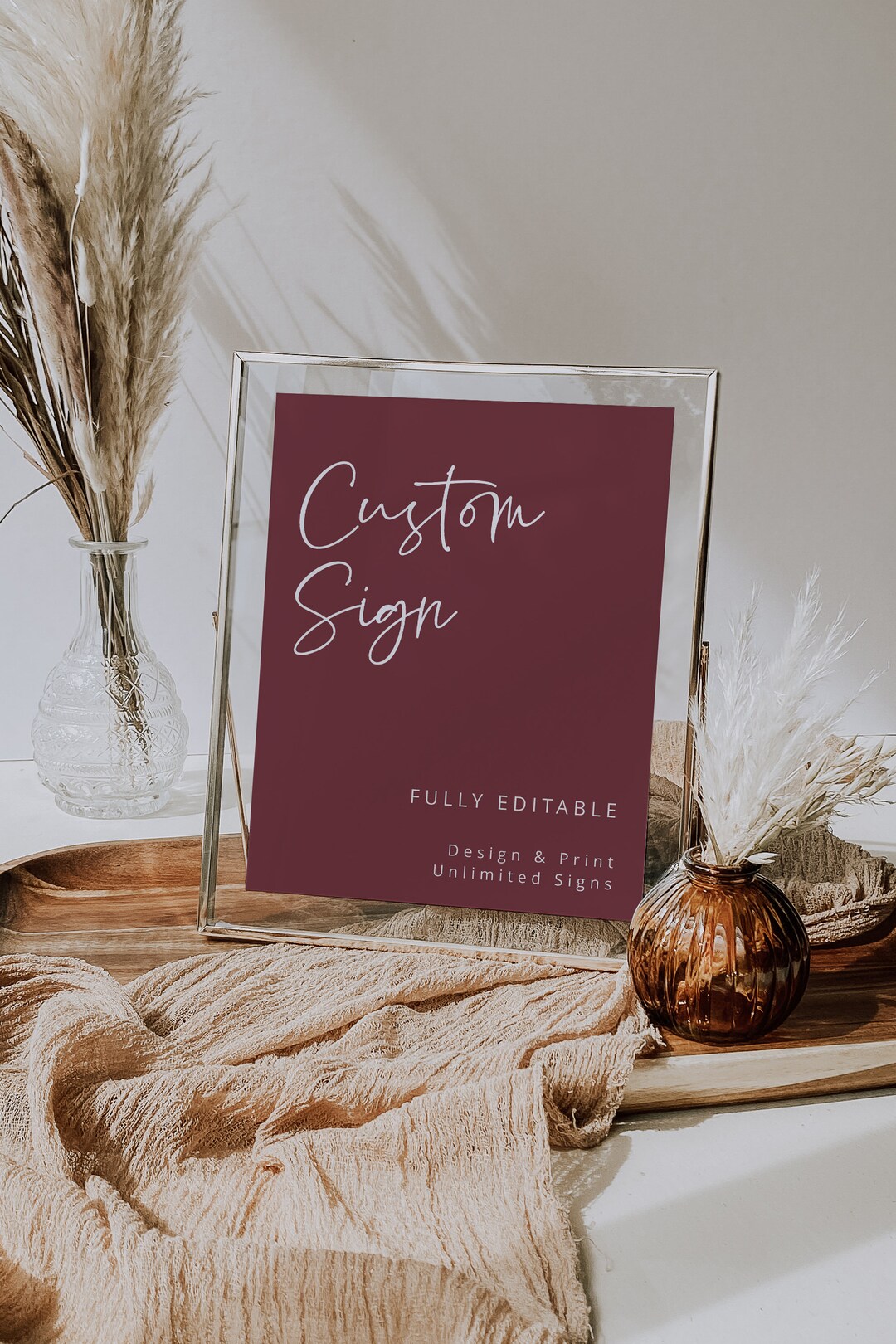 Modern Wedding Sign Template, Custom Sign, Boho Wedding Signage ...