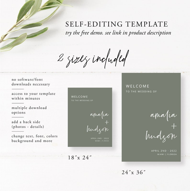 Boho Welcome Sign Template Boho Wedding Sage Green | Etsy