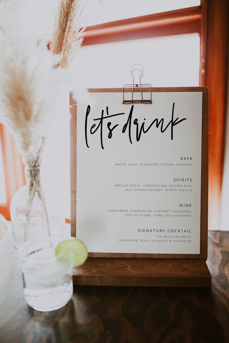 Modern Wedding Bar Menu Template Minimalist Bar Menu Wedding - Etsy
