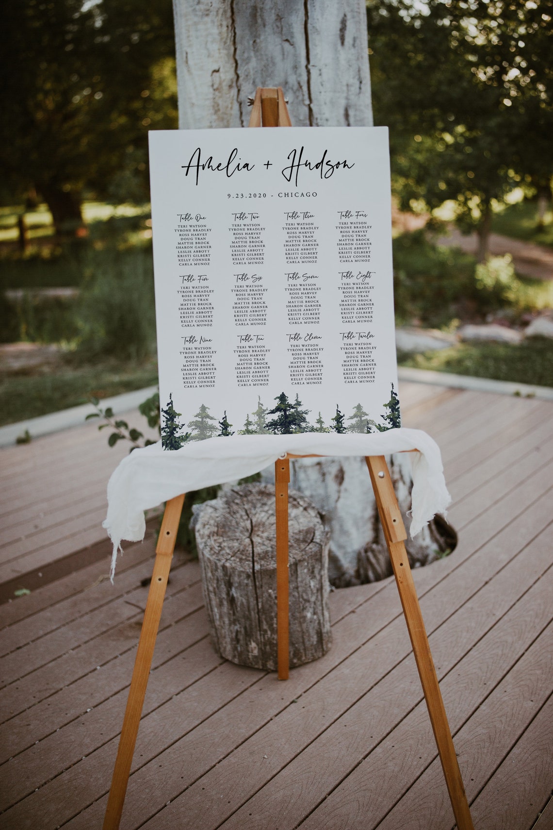 Pine Seating Chart Poster, Woodland, Mountain, Printable Wedding ...