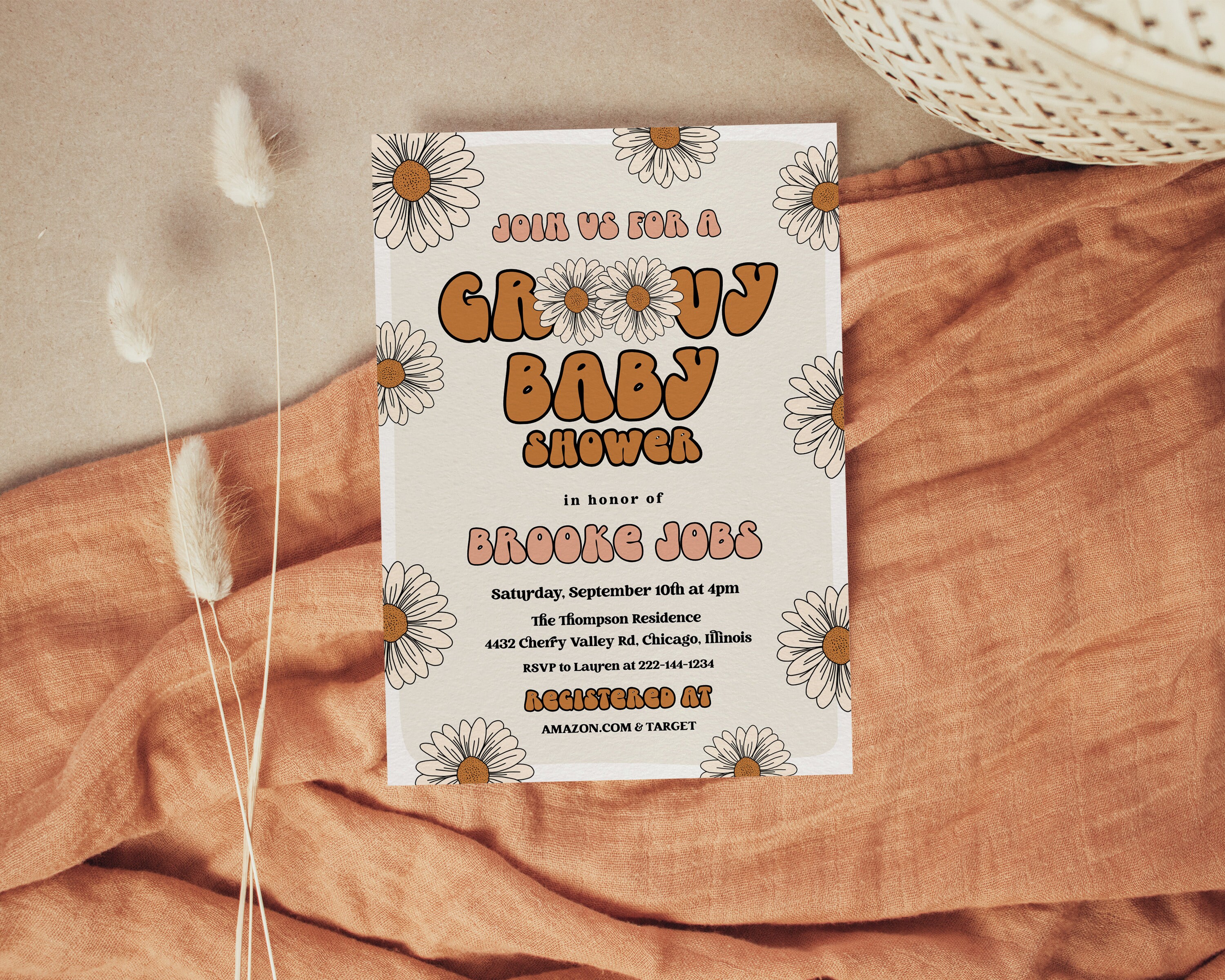 Groovy Baby Shower Invitation Set Template Diaper Sign Book - Etsy
