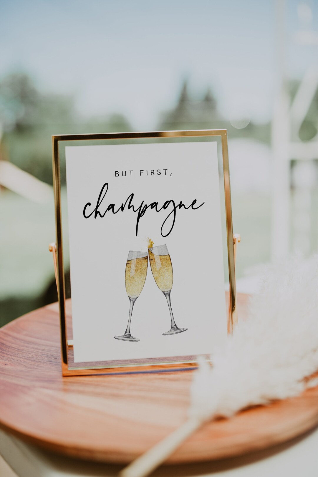 Champagne Sign Template Download, Modern Wedding Drinks Sign, Printable ...