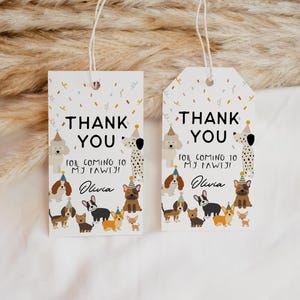 Editable Puppy Party Favor Tags, Dog Party Thank You Tags, Dog Pawty ...