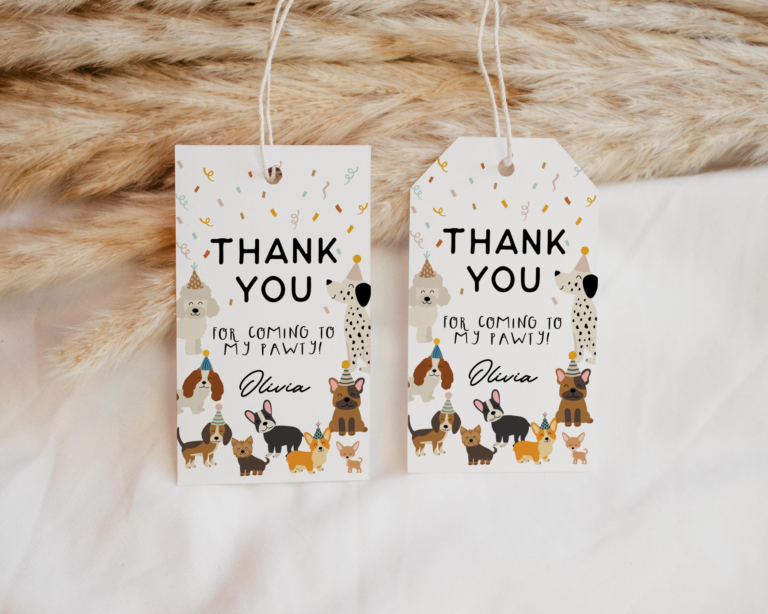 Editable Puppy Party Favor Tags, Dog Party Thank You Tags, Dog Pawty ...