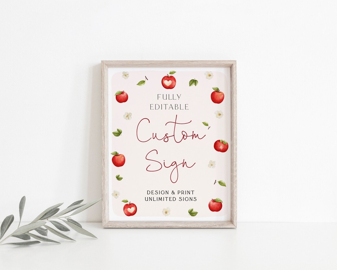 Apple Custom Sign, Apple Baby Shower, Baby Shower Custom Sign, Create ...