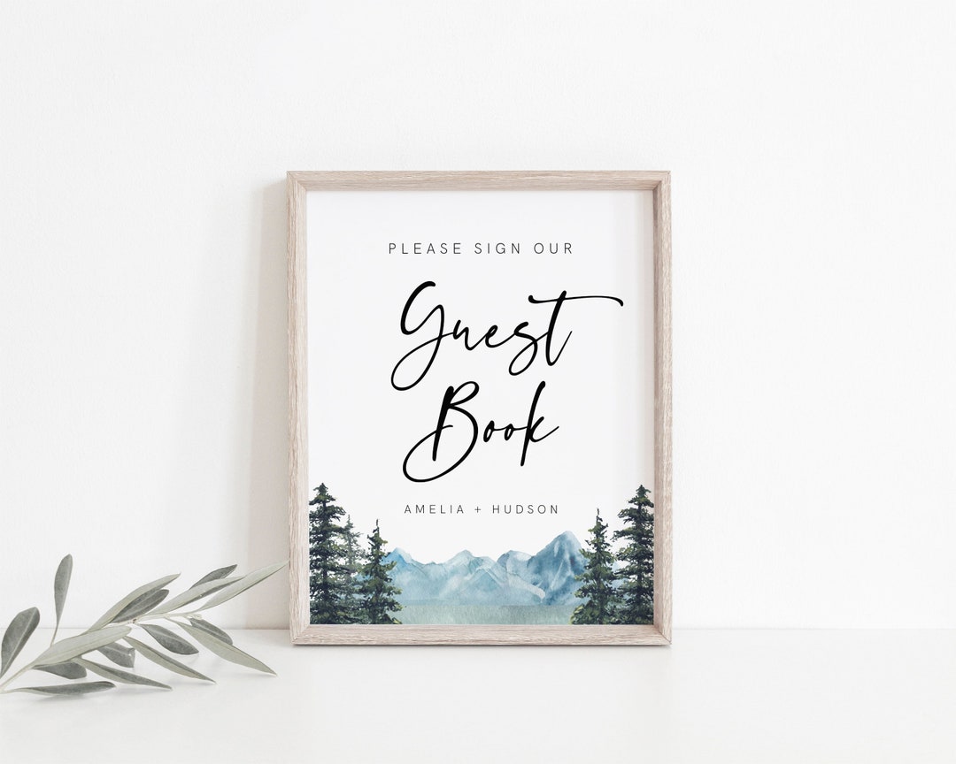 Please Sign Our Guestbook Sign Printable, Sign Our Guestbook, Mountain ...