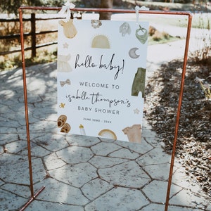 Gender Neutral Welcome Sign Template, Boho Gender Reveal Boy Girl ...