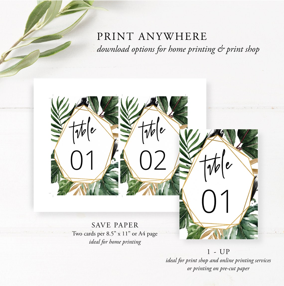 Tropical Table Number Card Template Tropical Wedding Table - Etsy