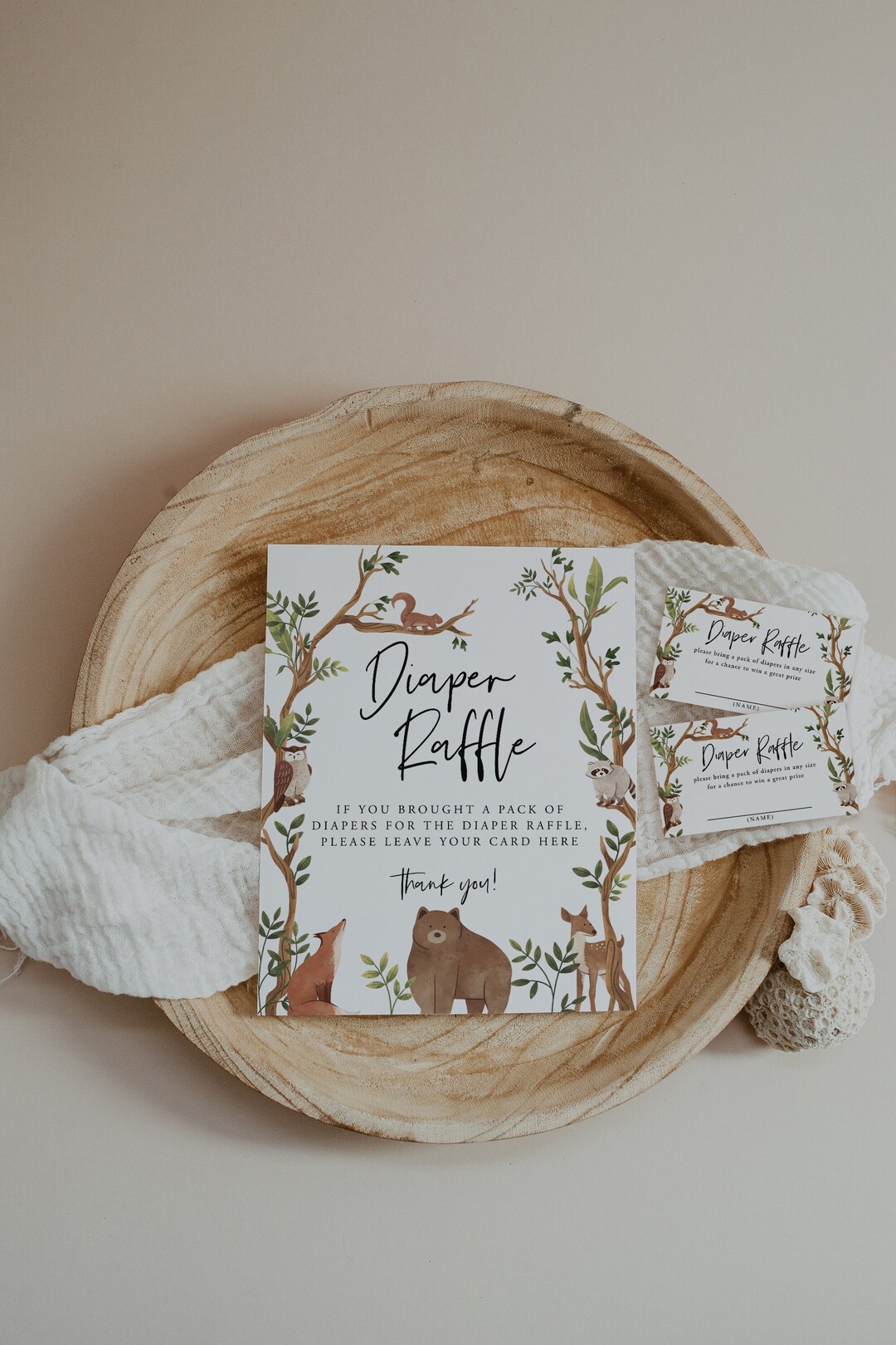 Diaper Raffle Sign Woodland Baby Shower 8x10, Woodland Baby Shower ...