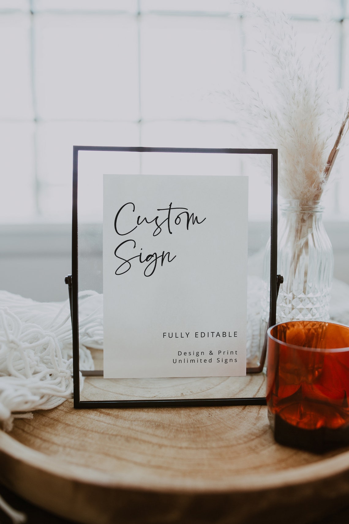 Black Custom Wedding Sign Template Modern Minimalist - Etsy