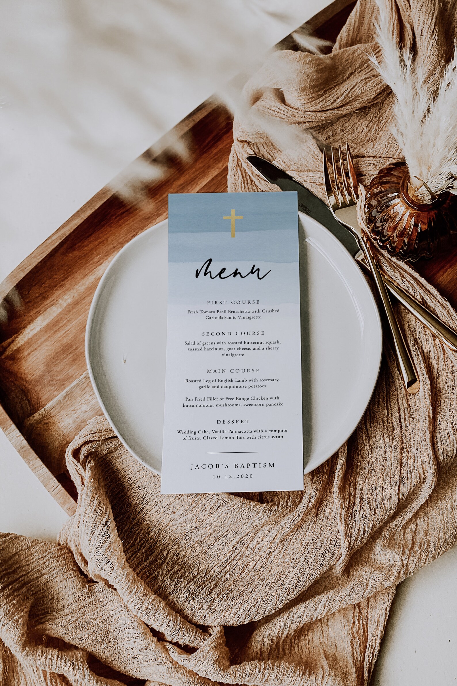 Watercolor Menu Baptism Template, Editable Baptism Menu, Printable Menu ...