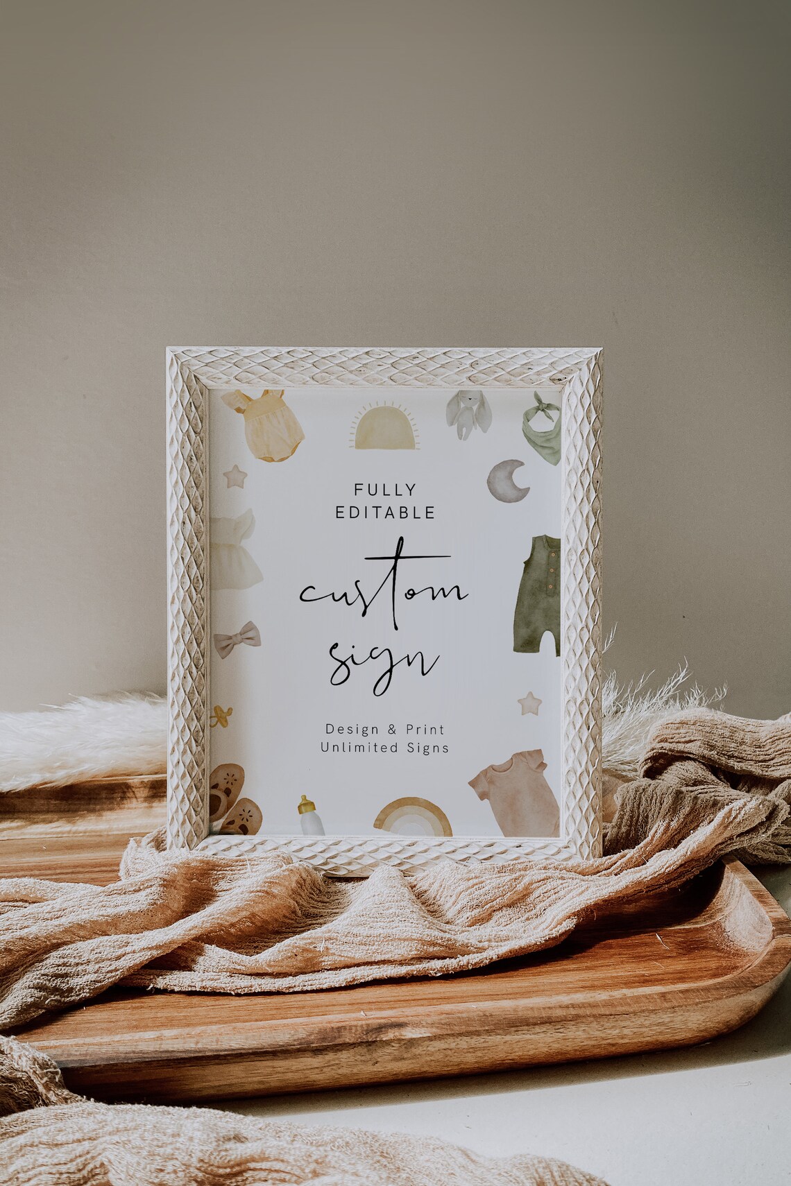 Gender Neutral Baby Shower Custom Sign Template, Clothes Baby Shower ...